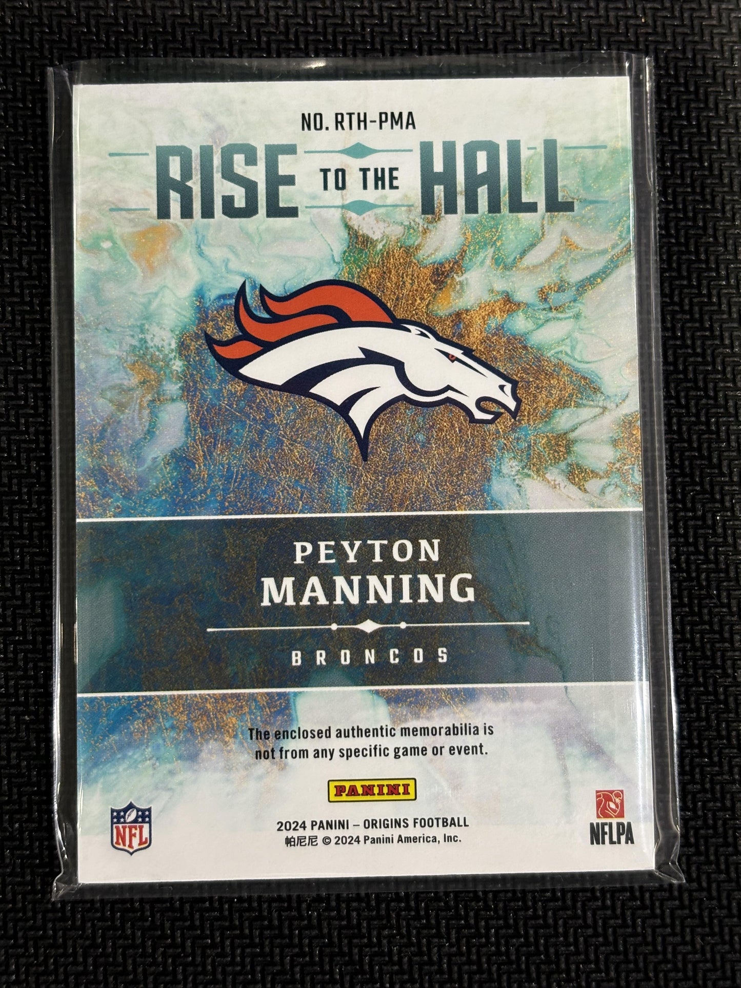 #RTH-PMA Peyton Manning 2024 Origins Rise to the Hall 1/1 – Clubhouse Cards