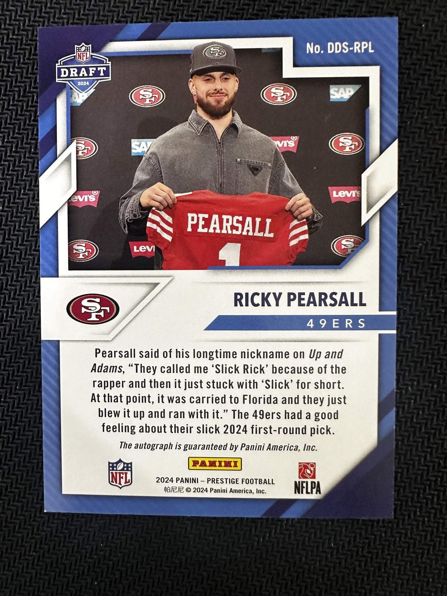 #DDS-RPL Ricky Pearsall 2024 Panini Prestige Auto 49ers Draft Day Sign ...