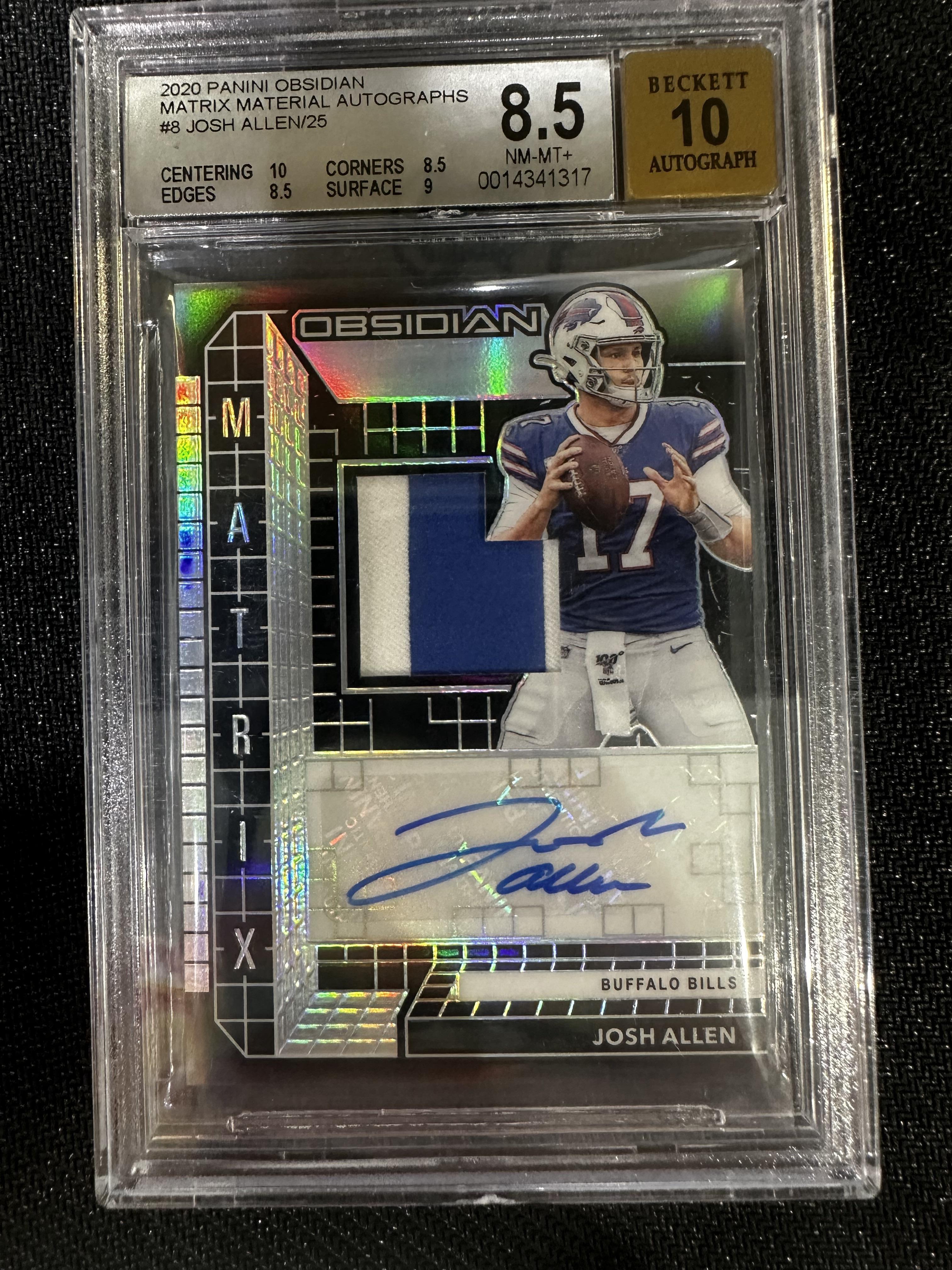 #MMA8 Josh Allen 2020 Panini Obsidian /25 8.5 Bills Matrix Material Au ...