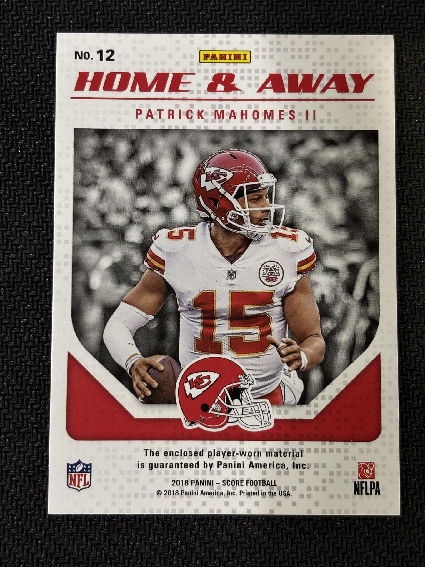 #12 Patrick Mahomes II 2018 Score MEM Kansas City Chiefs Home and Away ...