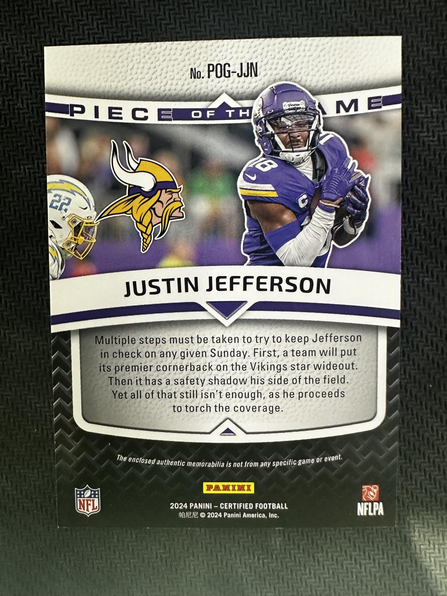 #POG-JJN Justin Jefferson 2024 Panini Certified #/249 Vikings Piece of ...
