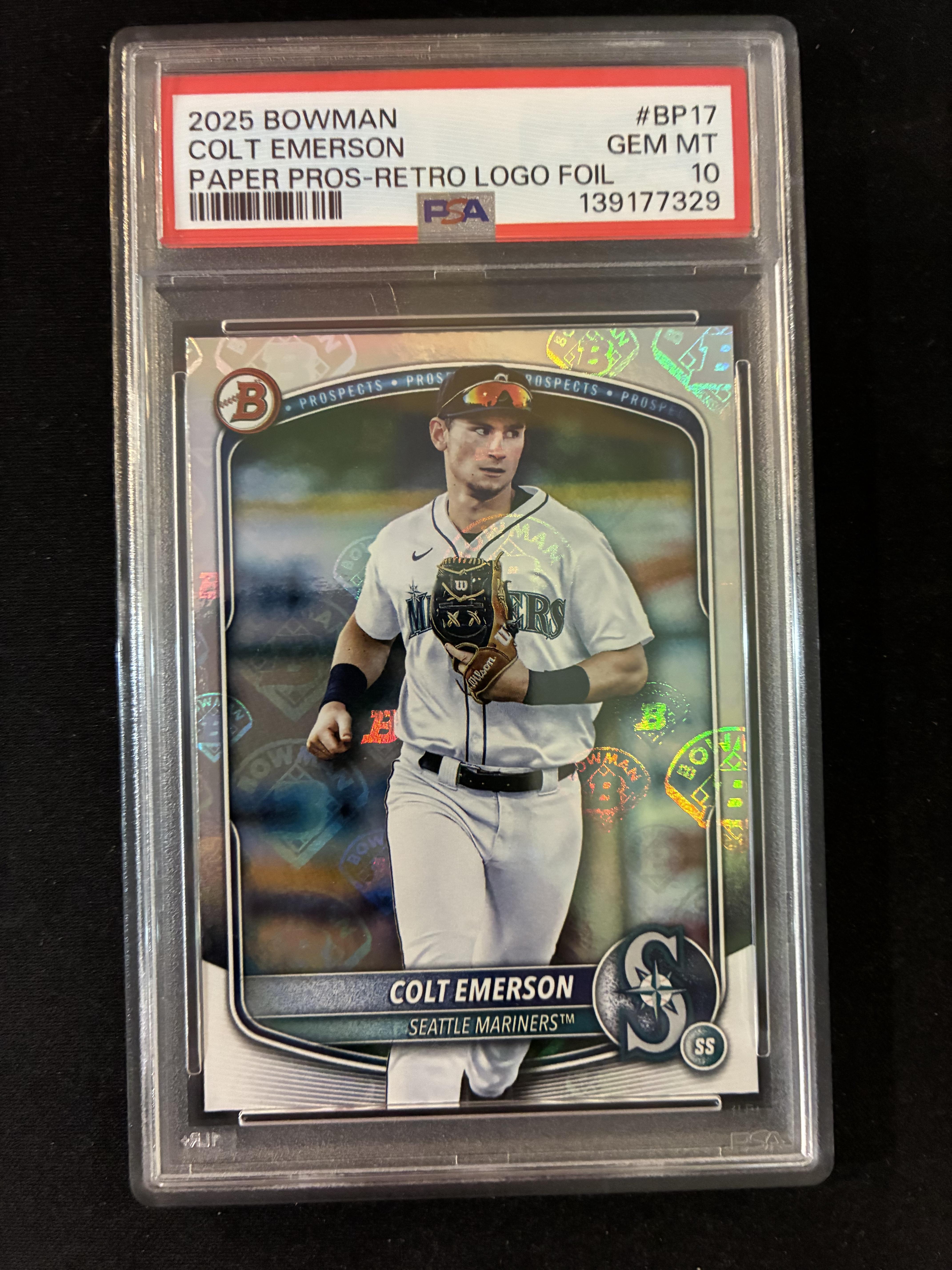 #BP-17 Colt Emerson 2025 Bowman Seattle Mariners Bowman Retro Logo Foil ...
