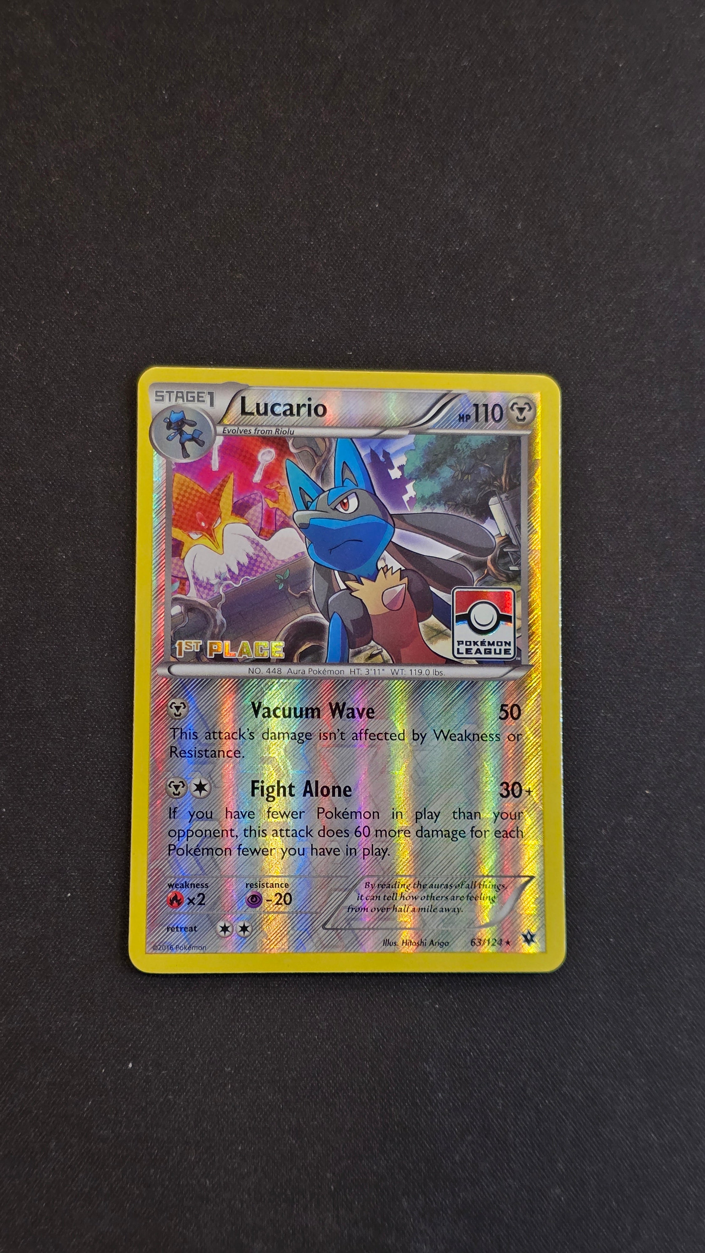 Lucario (1st place Pokemon Leage) #63/124 -Promo – Clubhouse Cards
